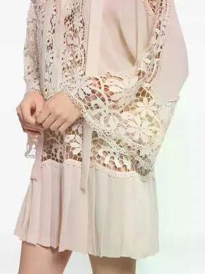 Elie Saab Macramé-trimmed Pleated Mini Dress