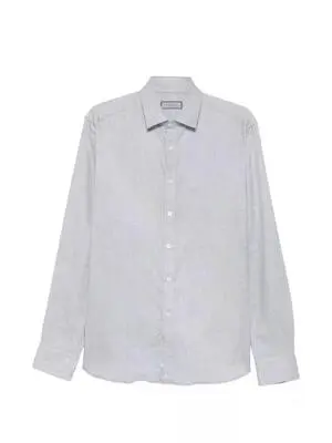 Canali Herringbone-weave Long-sleeve Shirt - Grey