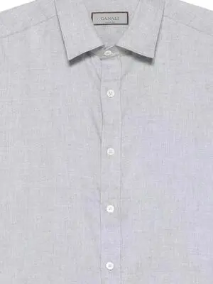 Canali Herringbone-weave Long-sleeve Shirt - Grey