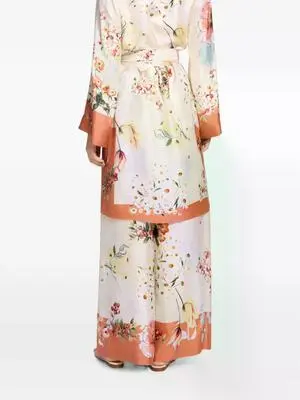 Elie Saab Floral Print Silk Wide-leg Trousers