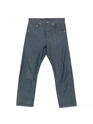 Moschino Contrast-stitch Logo-patch Jeans - Blue