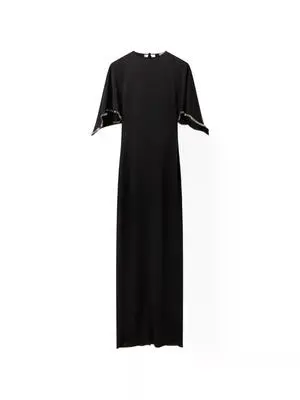 Stella McCartney Crystal-embellished Cape-sleeve Maxi Dress - Black
