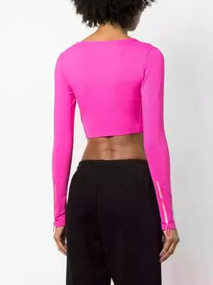 Off-White Zip-logo Long-sleeve Crop Top