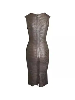 Herve Leger Scoop Neck Metallic Bandage Dress