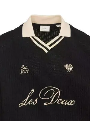 LES DEUX Logo-embroidered V-neck Sweater