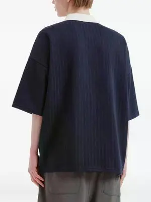 AFTERMATHS Logo-embroidered V-neck Top - Blue