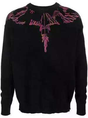 COUNTY OF MILAN Wings Intarsia-knit Crew-neck Jumper - Black