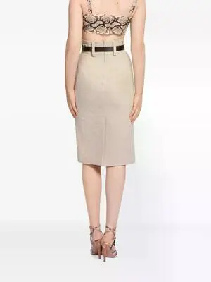 Elie Saab Belted Pencil Midi Skirt