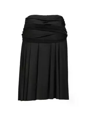 GLOWNY Draped Pleated Midi Skirt