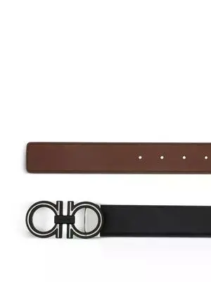 FERRAGAMO Gancini Reversible Leather Belt Black