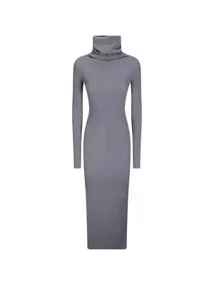 Rick Owens Ribbed-knit Long-sleeve Maxi Dress - Grey