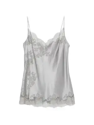 Carine Gilson Lace-trim Silk Blouse - Grey