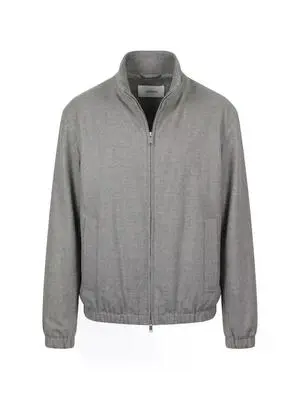 LARDINI High-neck Zip-up Wool Jacket - Grey