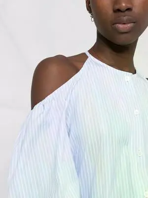 Stella McCartney Striped Cold-shoulder Blouse
