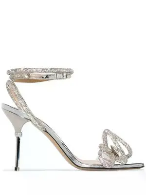 Mach & Mach 95mm Crystal-embellished Double-bow Sandals - Metallic