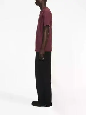 Off-White Logo-embroidered Cotton T-shirt - Red