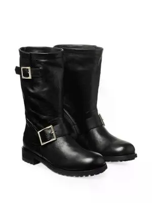 JIMMY CHOO Biker Mid Buckle-strap Boots