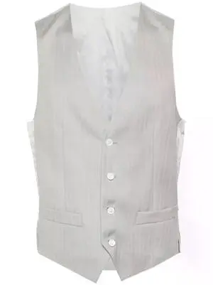 Corneliani Herringbone-pattern Virgin Wool Waistcoat - Grey
