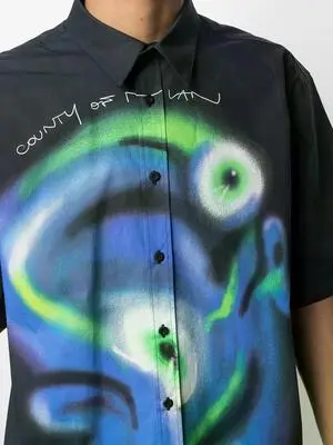COUNTY OF MILAN Mad Face Graphic Print Shirt