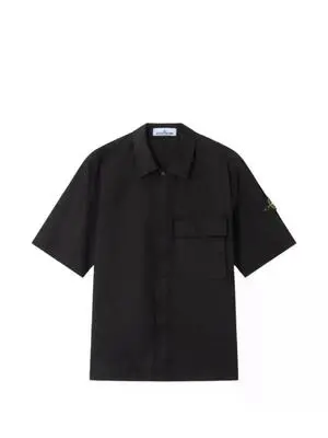 Stone Island Logo-patch Short-sleeve Shirt - Black