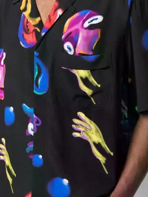 COUNTY OF MILAN Crazy Faces Print Shirt