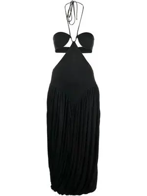 Stella McCartney Triangle-bra Halterneck Midi Dress - Black
