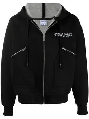 COUNTY OF MILAN Logo Hooded Bomber Jacket - Black