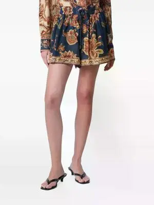 Zimmermann Aster Floral-print Shorts - Blue