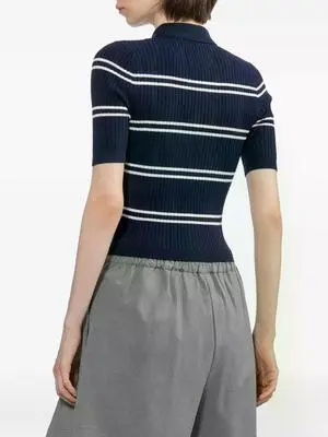 AAPE BY *A BATHING APE Apee™ A Bathing Ape® Striped Ribbed-knit Polo Top - Blue
