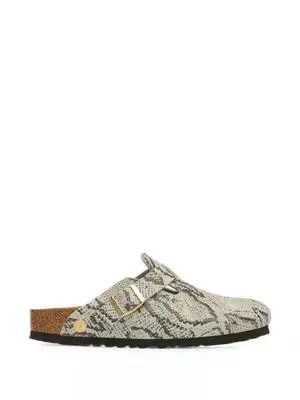 BIRKENSTOCK Boston Snake-print Mules - Neutrals