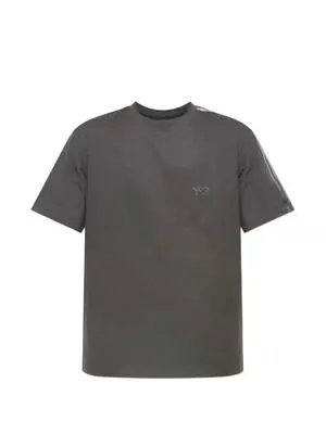 Y3 Logo-print Side-stripe T-shirt - Grey