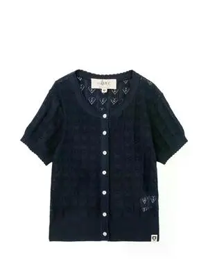 AAPE BY *A BATHING APE Heart-pointelle Cardigan - Blue