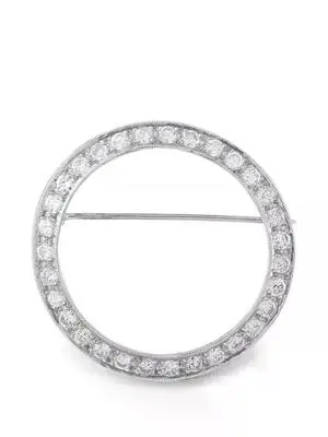 LB EXCLUSIVE Diamond-embellished Circular Brooch - Silver