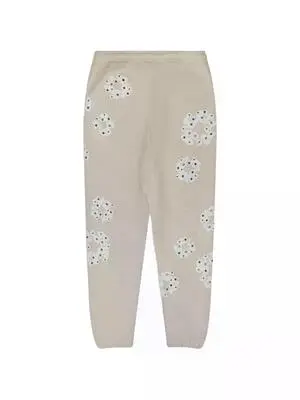 DENIM TEARS Cotton Wreath Rhinestone Track Pants - Neutrals