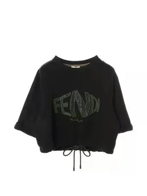 Fendi Fisheye Cropped Sweater - Black