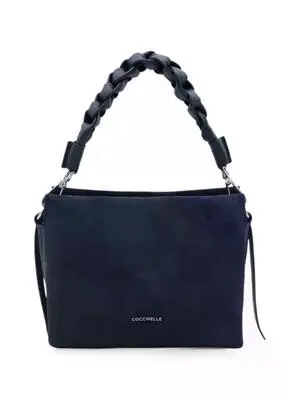 COCCINELLE Braided-handle Suede-detail Shoulder Bag - Blue