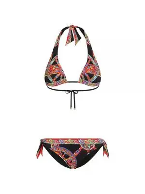Dolce & Gabbana Carretto-print Triangle Bikini - Black
