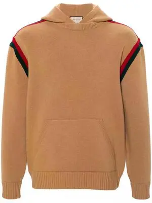 Gucci Web-stripe Wool Hoodie - Neutrals