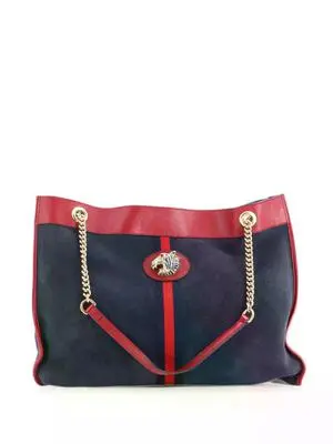 Gucci Rajah Chain Suede Large Tote Bag - Blue