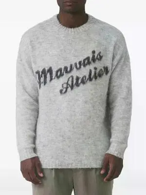 MAUVAIS Logo-print Brushed-knit - Grey