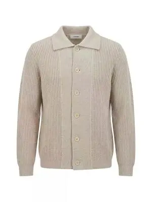 LARDINI Ribbed-knit Button-down Wool Cardigan - Neutrals
