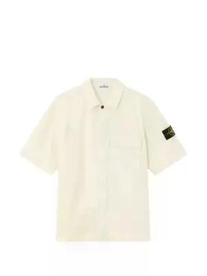 Stone Island Logo-patch Zip-up Shirt - Neutrals