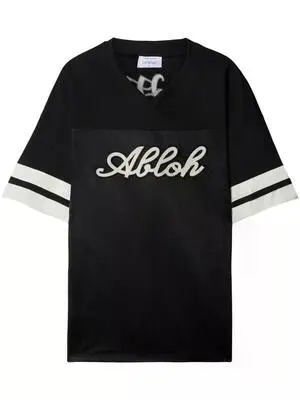 Off-White Logo-embroidered V-neck T-shirt - Black