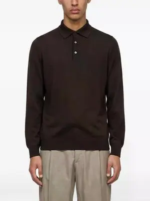 LARDINI Long-sleeve Polo Shirt - Brown