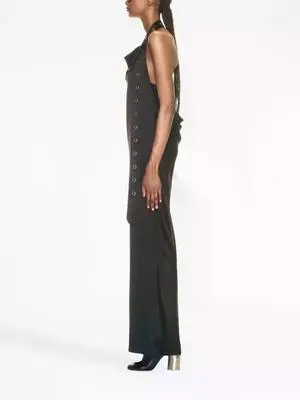 Off-White Belt-detail Satin Maxi Dress