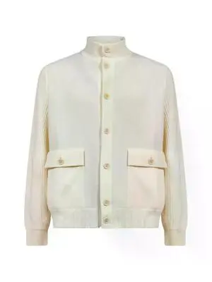 LARDINI Ribbed-knit High-neck Jacket - Neutrals
