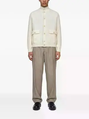 LARDINI Ribbed-knit High-neck Jacket
