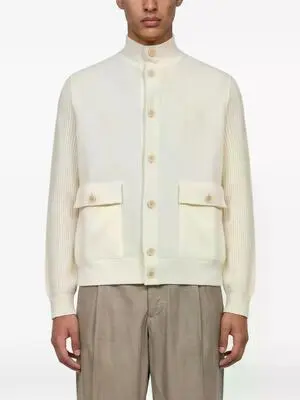 LARDINI Ribbed-knit High-neck Jacket
