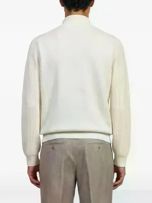 LARDINI Ribbed-knit High-neck Jacket