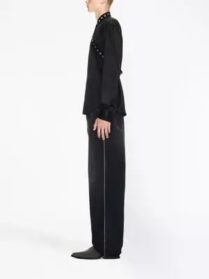 Off-White Eyelet-strap Silk Shirt